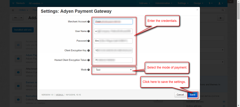 Add-On : Adyen Payment Gateway - Add-ons & Themes - CS-Cart Forums