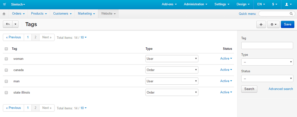 Add-Ons By Simtech Development: Order And User Tags - Add-ons & Themes - CS-Cart Forums