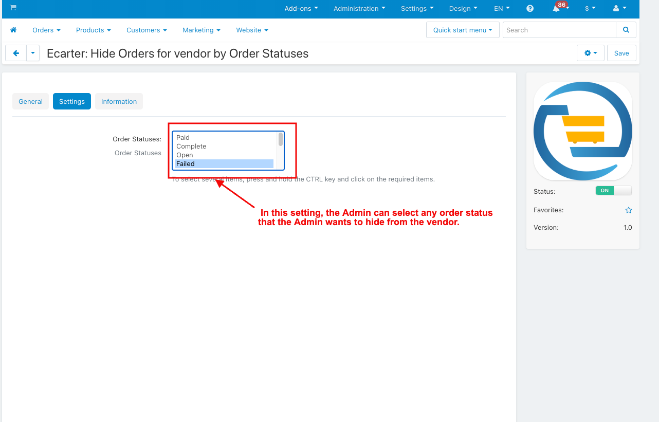 Add-on By Ecarter Technology: Hide Orders For Vendor By Order Status Add-on - Add-ons & Themes ...